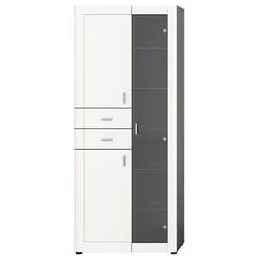 Vitrine Inosign "Jarvi", grau (grau, weiß), B:80cm H:194cm T:34cm, FSC-zertifizierter Holzwerkstoff, Schränke