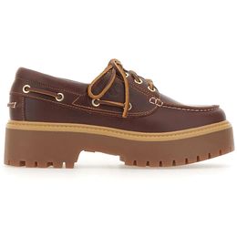 Timberland Low-Top Sneaker - Flat Shoes Brown - Gr. UK_7 - in Rot - f&uuml;r Damen