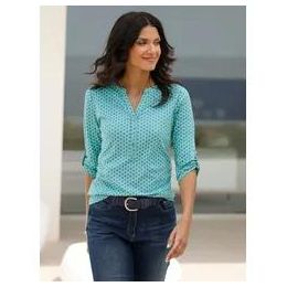 3/4-Arm-Shirt Classic Basics "Shirt", Damen, Gr. 50, blau (ozean, bedruckt), 100% Baumwolle, bedruckt, gemustert, Rundhals, Shirts