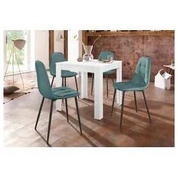Essgruppe Inosign, blau (weiß mit struktur, blau,), B:80cm, Sitzmöbel-Sets, mit Esstisch 80 cm breit