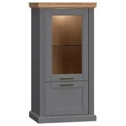 Vitrine Home Affaire "Tara", grau (graphit matt, pacific walnut), B:66cm H:132cm T:48cm, MDF, Sicherheitsglas, Spanplatte, Schränke, lackiert mit wasserbasiertem UV-Lack, Soft-Close-Funktion