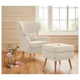 Sessel Home Affaire "Salla auch in Fellimitat und Feincord, viele Bezugsarten, Ohrensessel", beige (creme), H:118cm T:94cm, Samtcord (92% Polyester 8% Polyamid);Struktur (100% Polyester);Struktur Hahnentritt (100% Polyester);Struktur fein (100% Polyester);Samtoptik (100% Polyester);Fellimitat (100% Polyestr), Sessel, Ohrensessel ohne Hocker Ohrensessel Ohrensessel mit Hocker, wahlweise mit oder oh