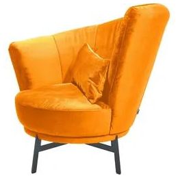 Drehsessel Musterring "Kleo", gold (gold samt), B:97cm H:95cm T:88cm, 100% Polyester, Sessel, mit Drehfunktion um 360, inklusive Nierenkissen