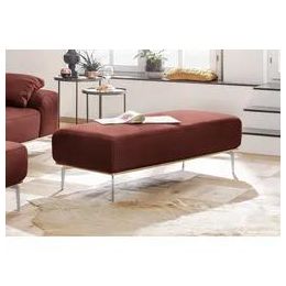 Polsterhocker W.Schillig, rot (rosso marone z73), B:150cm H:46cm T:60cm, Longlife Xtra-Leder Z73: Naturwalkleder der Luxusklasse aus den erlesensten Rohhäuten. Hautstärke 1, 1 – 1, 3 mm;ROHLEDER Chenille-Flachgewebe Q2 W77 (68% Polyacryl, 32% Polyester);Stoff S37 (100% Polyester), Hocker, mit elegantem Holzsockel, Füße in Chrom glänzend, Breite 150 cm