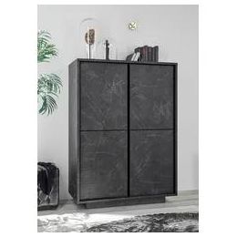 Highboard Inosign "Carrara", grau (anthrazit mamor, optik), B:92cm H:145cm T:43cm, Sideboards, grifflos