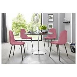 Essgruppe Inosign, rosa (zement, optik, rosa,), Sitzmöbel-Sets, mit rundem Tisch im Zement-Optik