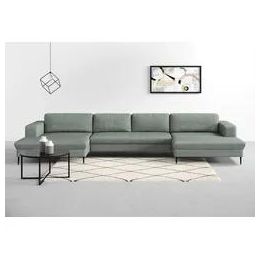 Wohnlandschaft DOMO collection "Modica U-Form aktuelles, kubisches Design mit 2 Recamieren, viel Platz", grün (mint), B:438cm H:83cm T:173cm, Sofas, XXL, in moderner Optik mit, 2 großzügigen Recamieren, auch in Cord