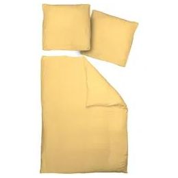 Bettwäsche ADAM "Uni Collection light", gelb, B/L: 155cm x 200cm, 1 Stk., 1 Stk., Renforcé, B/L: 80cm x 80cm, 2 Stk., Renforcé, Obermaterial: 100% Baumwolle, Bettwäsche, aus 100 % Bio-Baumwolle, 2 teilig - Bettwäsche Set