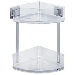 Eckregal Wenko "Vacuum-Loc Quadro", silber (glänzend, loc: chrom, ablagen: transparent), B:19,5cm H:32,5cm T:28cm, ABS-Kunststoff, Edelstahl, Polystyrol, Regale, 2 Etagen