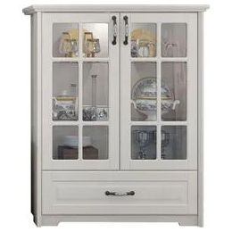 Vitrine Home Affaire "Evergreen", beige (elfenbein), B:106cm H:127,7cm T:48,7cm, Schränke, UV lackiert, Tür mit Sicherheitsglas und Soft-Close-Funktion