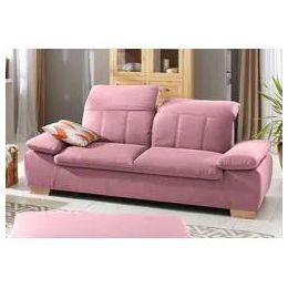 2,5-Sitzer Home Affaire "Bergamo Multifunktions-Couch, elegant und komfortabel", rosa (rosé), B:215cm H:77cm T:90cm, Chenille 100% Polyester;Struktur fein ( 100% Polyester);Luxus-Kunstleder;Struktur weich (100% Polyester), Sofas, mit Armlehn-und Rückenfunktion, Federkern