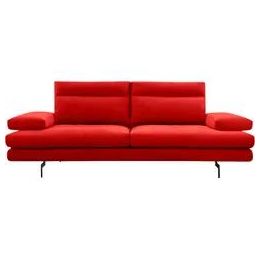 3,5-Sitzer Calia italia "Toby Wing, italienisches Designsofa, super bequem, Megasofa", rot (rosso mario), B:228cm H:90cm T:113cm, Mikrofaser mit Nubuk Optik (100% Polyester), Sofas, inkl. Sitztiefenverstellung und Armteilfunktion, Füße in Schwarz matt