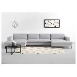 Wohnlandschaft DOMO collection "Modica U-Form aktuelles, kubisches Design mit 2 Recamieren, viel Platz", silber, B:438cm H:83cm T:173cm, Sofas, XXL, in moderner Optik mit, 2 großzügigen Recamieren, auch in Cord