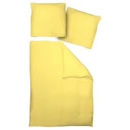 Bettwäsche Adam "Uni Collection light", gelb (sonne), B/L: 135cm x 220cm, 1 Stk., 1 Stk., Renforcé, B/L: 80cm x 80cm, 2 Stk., Renforcé, Obermaterial: 100% Baumwolle, Bettwäsche, aus 100 % Bio-Baumwolle, 2 teilig - Bettwäsche Set