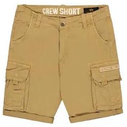 Shorts Alpha Industries "Crew Short", Herren, Gr. 32, Normalgrößen, grün (khaki), Obermaterial: 98% Baumwolle, 2% Elastan; Futter: 100% Baumwolle, Hosen