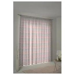 Vorhang WIRTH "Benewitz" Gr. 2, rot (apricot), B:132cm H:175cm, Jacquard, Baumwolle, Polyester, Gardinen