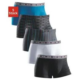 H.I.S. Boxer H.I.S "Boxershorts f&uuml;r Herren", Herren, Gr. S, 5 Stk., blau, Jersey, Obermaterial: 95% Baumwolle, 5% Elasthan, gestreift, kariert, unifarben, Unterhosen, aus Baumwoll-Stretch