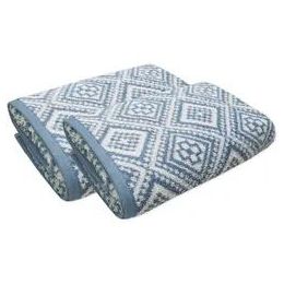 Badetücher Framsohn FROTTIER "Arabeske Duschtücher", blau (beige, rauchblau, blau, naturweiß), B:75cm L:150cm, Walkfrottier, Obermaterial: 100% Baumwolle, Handtücher, Badetuch, skandinavisch gemustert, hergestellt in Österreich