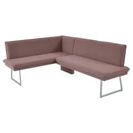 K+w Komfort & Wohnen Eckbank K+W KOMFORT & WOHNEN, rosa (rose), H:86cm T:60cm, Sitzbänke, mit Sattlernaht und schmaler Kufe, langer Schenkel rechts oder links