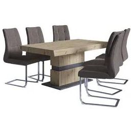 Essgruppe ByLiving, braun (braun, braun, schwarz), B:160cm H:95,5cm T:62cm, FSC-zertifizierter Holzwerkstoff, Sitzmöbel-Sets