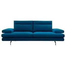 3,5-Sitzer Calia italia "Toby Wing, italienisches Designsofa, super bequem, Megasofa", blau (ottanio mario), B:228cm H:90cm T:113cm, Mikrofaser mit Nubuk Optik (100% Polyester), Sofas, inkl. Sitztiefenverstellung und Armteilfunktion, Füße in Schwarz matt