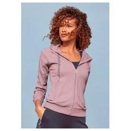 Trainingsjacke Lascana ACTIVE, Damen, Gr. S (36/38), rosa (altrosa), Interlock, Obermaterial: 100% Baumwolle, unifarben, bequem hüftlang, Bündchen, Jacken, mit Logo Tape an den Ärmeln