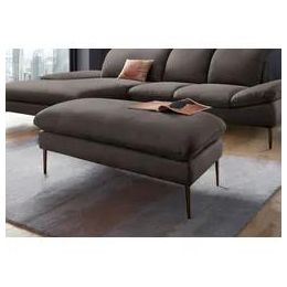 Hocker W.Schillig "enjoy&MORE", braun (braun z59), B:106cm H:45cm T:71cm, Chenille-Flachgewebe R66 (85% Polyester, 15% Nylon);Longlife Xtra-Leder Z59: Glattleder mit modischer Prägung. Hautstärke 0, 9 - 1, 1 mm;Stoff S37 (100% Polyester), Hocker, Füße bronze pulverbeschichtet, Breite 106 cm
