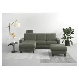 Ecksofa Home Affaire "Summer L-Form", grün (olive), B:249cm H:91cm T:164cm, 95% Polyester, 5% Polyamid, Sofas, mit Recamiere, mit oder ohne Bettfunktion und Bettkasten, Cord-Bezug