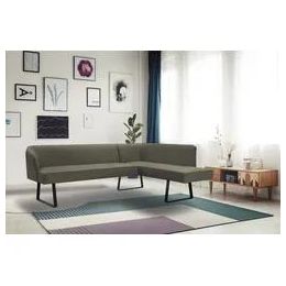 Eckbank exxpo - SOFA FASHION "Americano", grau (taupe), B:270cm H:83cm T:197cm, Sitzbänke, mit Keder und Metallfüßen, Bezug in verschiedenen Qualitäten