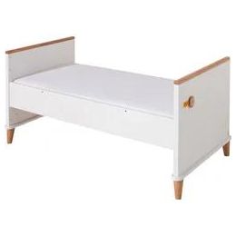 Kinderbett Paidi "LOTTE & FYNN Steiff by Paidi, Weiß mit Eiche Massivholz", weiß (kreideweiß, eiche massiv, kreideweiß, eiche massiv, kreideweiß, eiche massiv), H:84,3cm L:148,7cm, Eiche massiv;kreideweiß, Betten, inkl. Lattenrost, umbaubares Gitterbett, 4-fach höhenverstellbar