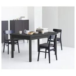 Esstisch HAMMEL FURNITURE "Basic Dinex, schnell innenliegende Einlegeplatten ausziehbar", grau (wenge), B:140cm H:76cm T:90cm, Tischplatte: Furnier gebeizt und lackiert;Gestell: Massivholz, Tische, Furnier / Massivholz, in zwei Breiten, stabiler dänische Design Tisch