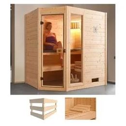 Sauna Weka "Valida Eck 1", beige (natur), ohne Ofen, (ohne Ofen), Saunen, ohne Ofen