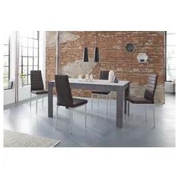 Essgruppe Inosign "Lynn160/Kate", grau (schieferfarben, anthrazit,), Microfaser, Sitzmöbel-Sets, Tisch mit 4 Stühlen