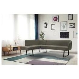 Eckbank exxpo - SOFA FASHION "Americano", grau (taupe), B:270cm H:83cm T:197cm, Sitzbänke, mit Keder und Metallfüßen, Bezug in verschiedenen Qualitäten