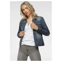 Jeansjacke Arizona, Damen, Gr. 44, blau (blau used), Denim/Jeans, Obermaterial: 97% Baumwolle, 3% Elasthan, Basic, sehr figurbetont kurz, Jacken, aus Baumwollmischung, figurbetont, kurz geschnitten
