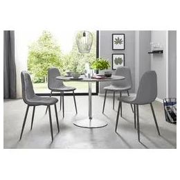 Essgruppe Inosign, grau (zement, optik, grau,), Sitzmöbel-Sets, mit rundem Tisch im Zement-Optik