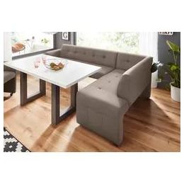 Eckbank exxpo - SOFA FASHION "Barista mit toller Detailverarbeitung, hohe Bodenfreiheit", grau (argent), B:157cm H:82cm T:245cm, Microfaser (Zusammensetzung: 100% Polyester);Lederfaserstoff (Grundgewebe 41% Lederfaser, 39% Polyester, 20% Baumwolle), Sitzbänke, Komfortsitzhöhe 49cm, Frei im Raum stellbar