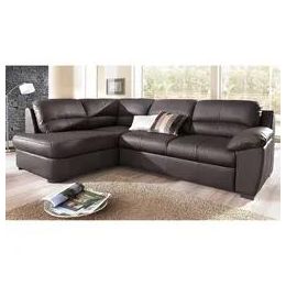 Ecksofa COTTA "Dani L-Form", braun, B:240cm H:87cm T:89cm, Luxus-Microfaser aus 100% Polyester;Luxus-Kunstleder;NaturLEDER (echtes Rindsleder), Sofas, wahlweise mit Bettfunktion & Bettkasten