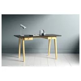 Schreibtisch WOODMAN "Nice", grau (smoke, eichefarben, dunkelbraun), B:140cm H:75cm T:70cm, Tische, im skandinavian Design, Tischbeine aus massiver Eiche, FSC