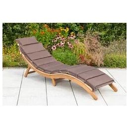 Gartenliege Merxx "Capri", beige (grau), Obermaterial: 100% Polyester. Füllung: 100% Polyurethan, Gartenliegen, Akazie/Polyrattan, klappbar, natur, inkl. Kissen