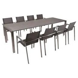 Garten-Essgruppe Garden Pleasure "SIENNA", grau (grau, taupe, silberfarben), B:292cm H:90cm T:160cm, Edelstahl, Kunststoff, Sitzmöbel-Sets, mit ausziehbarem Tisch
