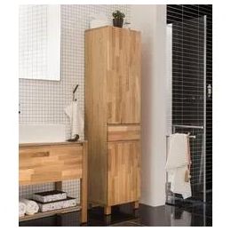 Hochschrank Home Affaire "Kaika", braun (eichefarben, eiche massiv), B:40cm H:170cm T:35cm, Schränke, Breite 40 cm