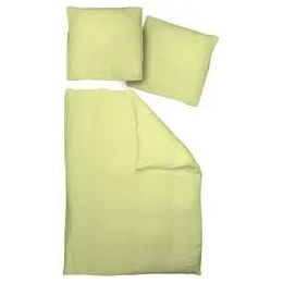 Bettwäsche ADAM "Uni Collection light", grün (hellgrün), B/L: 135cm x 200cm, 1 Stk., 1 Stk., Renforcé, B/L: 80cm x 80cm, 2 Stk., Renforcé, Obermaterial: 100% Baumwolle, Bettwäsche, aus 100 % Bio-Baumwolle, 2 teilig - Bettwäsche Set