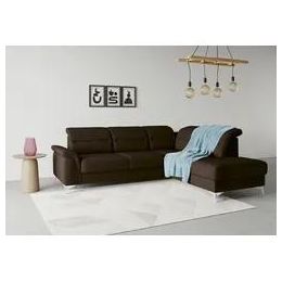Sit & More Ecksofa SIT & MORE "Sinatra L-Form", braun (dunkelbraun), B:251cm H:85cm T:220cm, 100% Polyester, Sofas, mit Ottomane, optional mit Kopfteilverstellung und Armteilfunktion