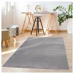 Hochflor-Teppich Carpet City "TOPIA 400", grau, B:200cm H:21mm L:290cm, Polyester, Teppiche, Kunstfell-Teppich mit Kaninchenfell-Optik, Haptik, Schlafzimmer