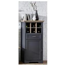 Stauraumschrank Innostyle "Jasmin", grau (graphitfarben, eichefarben), B:66cm H:136cm T:42cm, Holzwerkstoff, MDF, Metall, Schränke, mit Weinregal