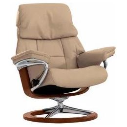 Relaxsessel stressless "Ruby", braun (latte batick), B:76cm H:100cm T:75cm, Leder PALOMA: durchgefärbtes Semianilin-Möbelleder;Leder BATICK: durchgefärbtes und genarbtes Möbelleder, Sessel, mit Signature Base, Größe S, Gestell Eiche, Wenge, Braun & Schwarz