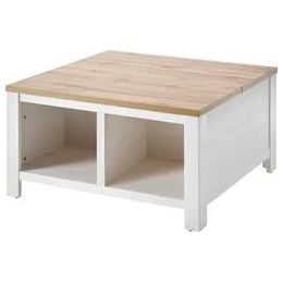Couchtisch Home Affaire "Westminster S BESTSELLER", pinie weiß, wotan eiche, pinie weiß, wotan eiche, B:93cm H:50cm T:93cm, Intasien verschiedene Furniere, Tische, Couchtisch Eckige Couchtische Holz-Couchtische, im romantischen Landhausstil