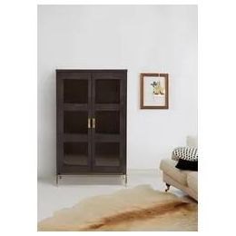 Vitrine WOODMAN "Parlan", braun (dunkelbraun), Schränke, mit zwei Glastüren und Soft-Close-Funktion, Breite 148 cm, FSC