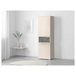 Vitrine Places of Style "Piano", beige (beige hochglanz), B:60cm H:193cm T:40,2cm, Spanplatte, Schränke, UV lackiert, Soft-Close Funktion
